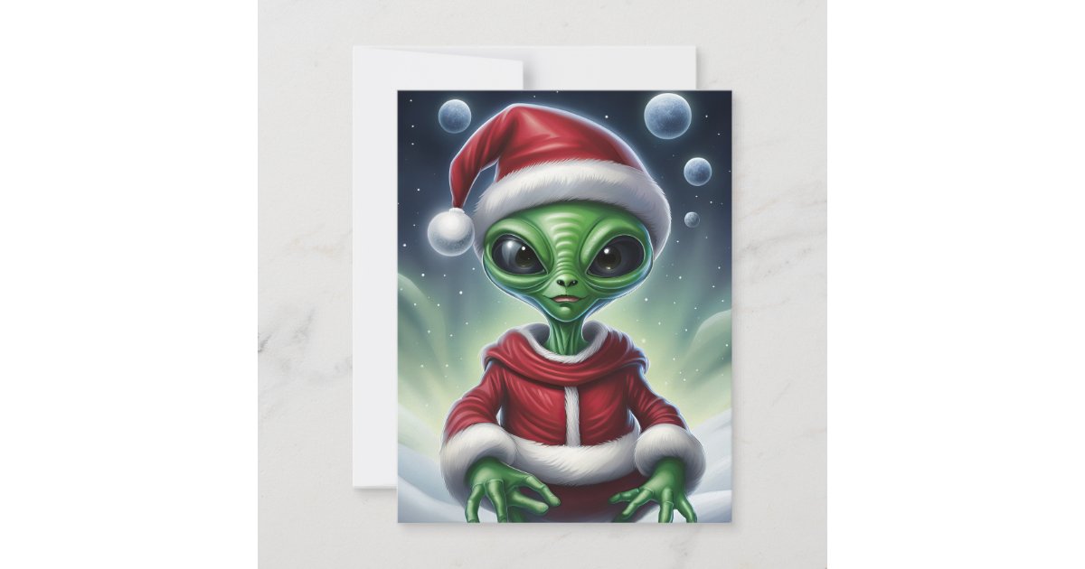Cute Alien Santa Claus Holiday Card | Zazzle