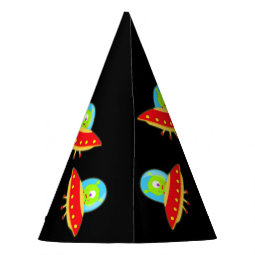 Cute Aliens UFO Birthday Party Party Hat | Zazzle