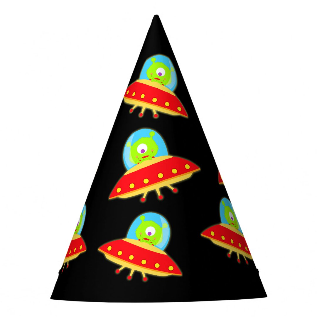 Cute Aliens UFO Birthday Party Party Hat | Zazzle