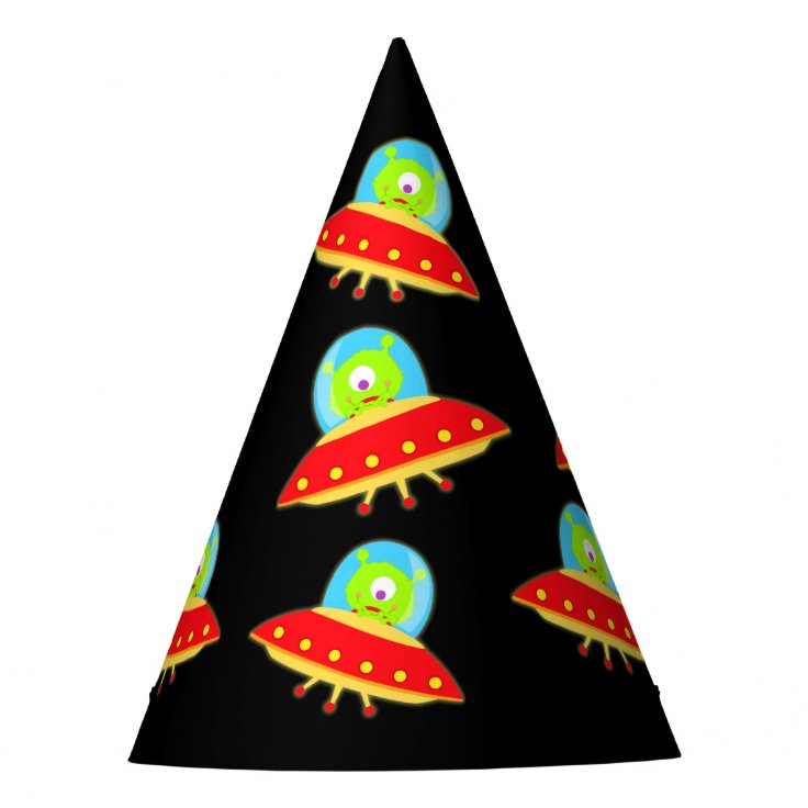 Cute Aliens UFO Birthday Party Party Hat | Zazzle