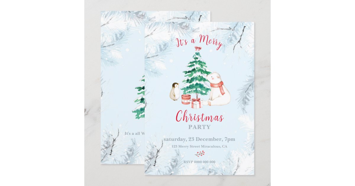 Cute All-white Christmas Invitation | Zazzle