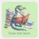 Cute alligator book lovers add text square sticker | Zazzle