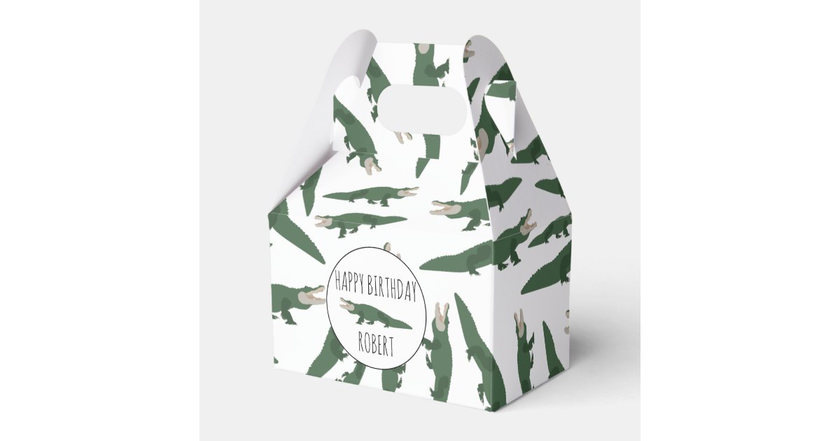 Cute Alligator Crocodile Pattern Custom Name Favor Boxes | Zazzle