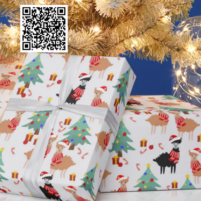 Cute Alpaca Christmas Pattern Wrapping Paper | Zazzle