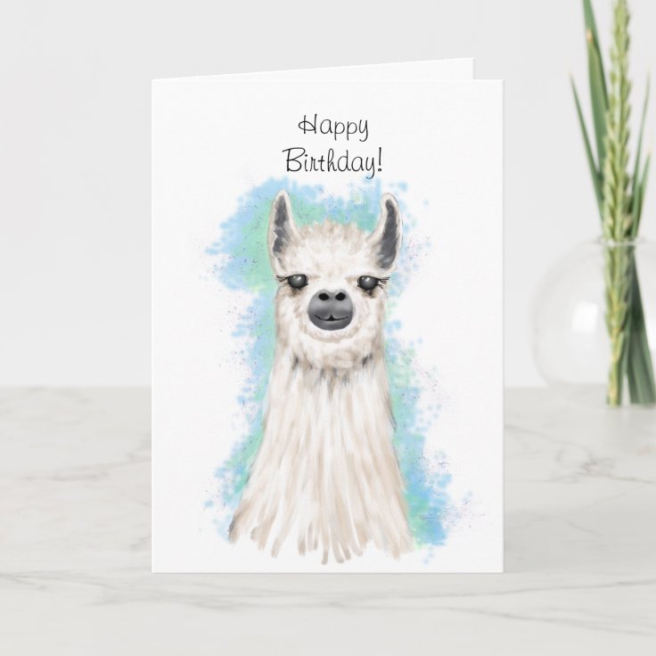 Cute Alpaca Happy Birthday Card | Zazzle