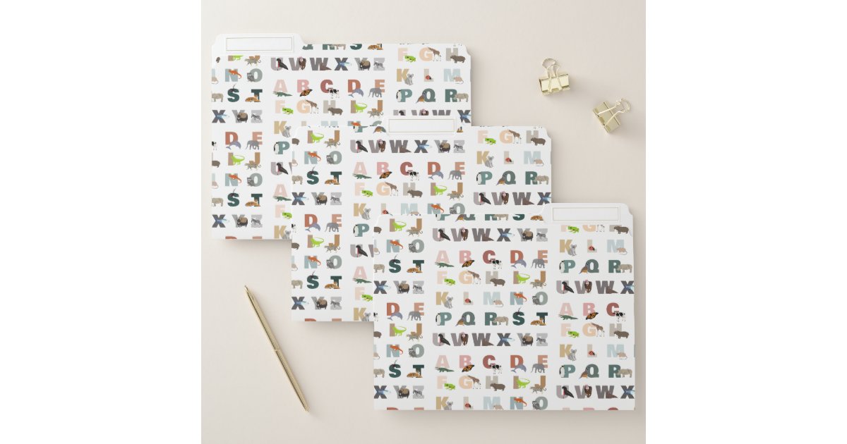 Cute Alphabet ABC Animals File Folder | Zazzle