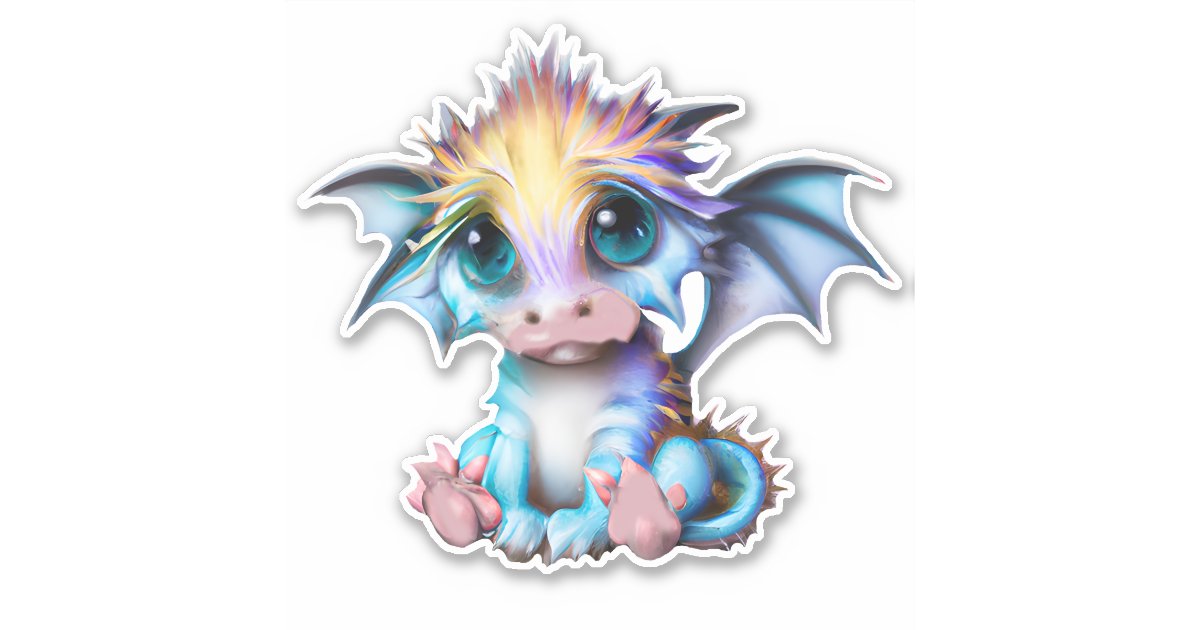 Cute and Adorable Kawaii Baby Dragon Sticker | Zazzle