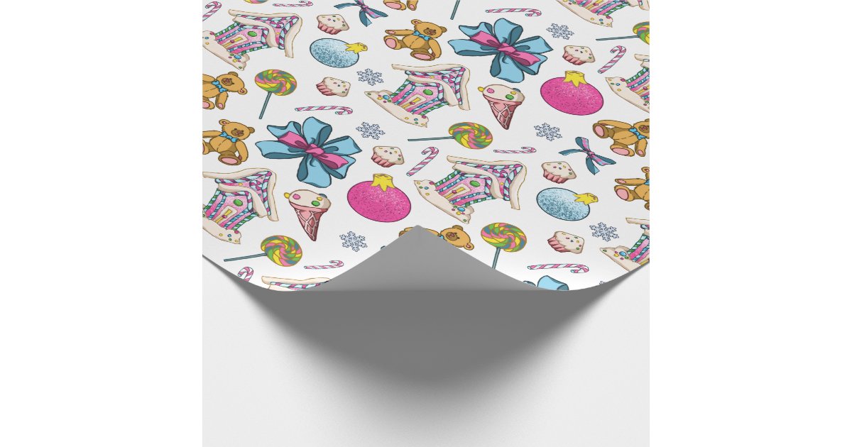 Cute And Adorable Pink Christmas Pattern Wrapping Paper | Zazzle