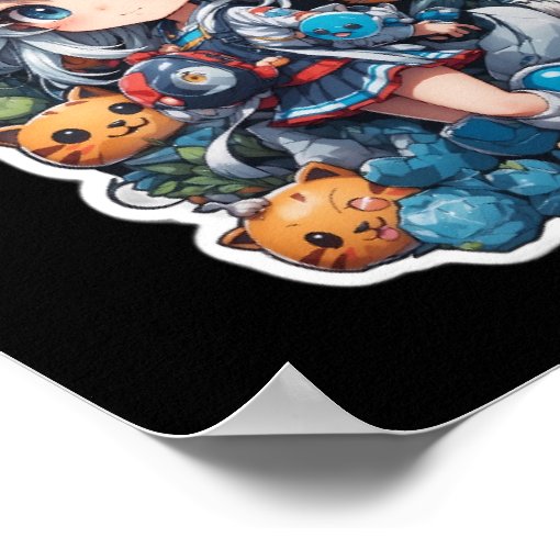 Cute and Beautiful Anime Style Poster | Zazzle