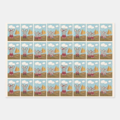 Cute and Cheesy Mouse Family Wrapping Paper Sheets | Zazzle