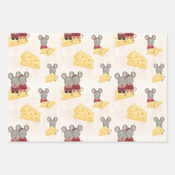 Cute and Cheesy Mouse Family Wrapping Paper Sheets | Zazzle