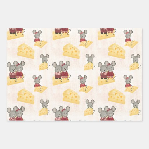 Cute and Cheesy Mouse Family Wrapping Paper Sheets | Zazzle