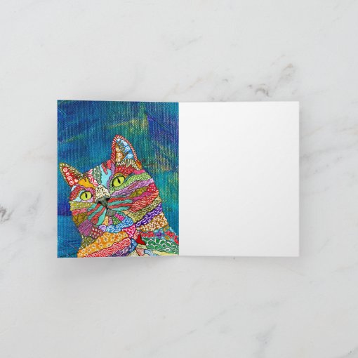 Cute and Colorful Abstract Cat Greeting Cards | Zazzle