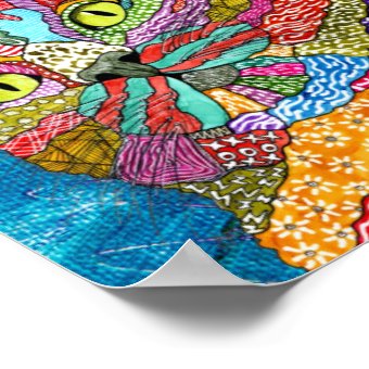 Cute and Colorful Abstract Cat Poster | Zazzle