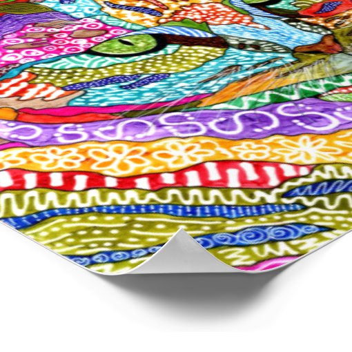 Cute and Colorful Abstract Cat Poster | Zazzle