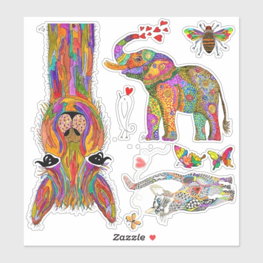 Cute and Colorful Animal Assortment Vinyl Stickers | Zazzle.com
