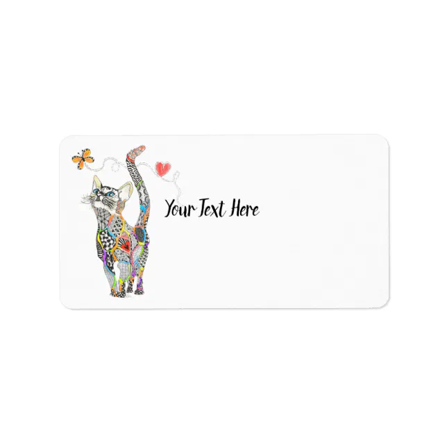 Cute and Colorful Cat Address Label | Zazzle