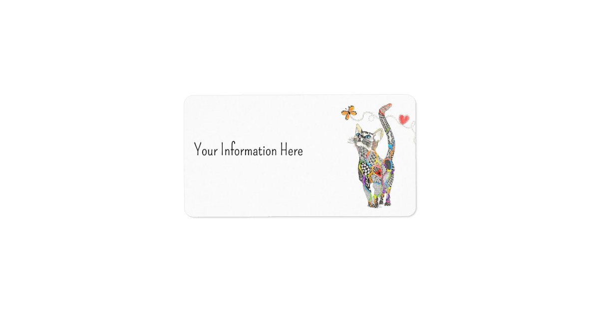 Cute and Colorful Cat Address Label | Zazzle