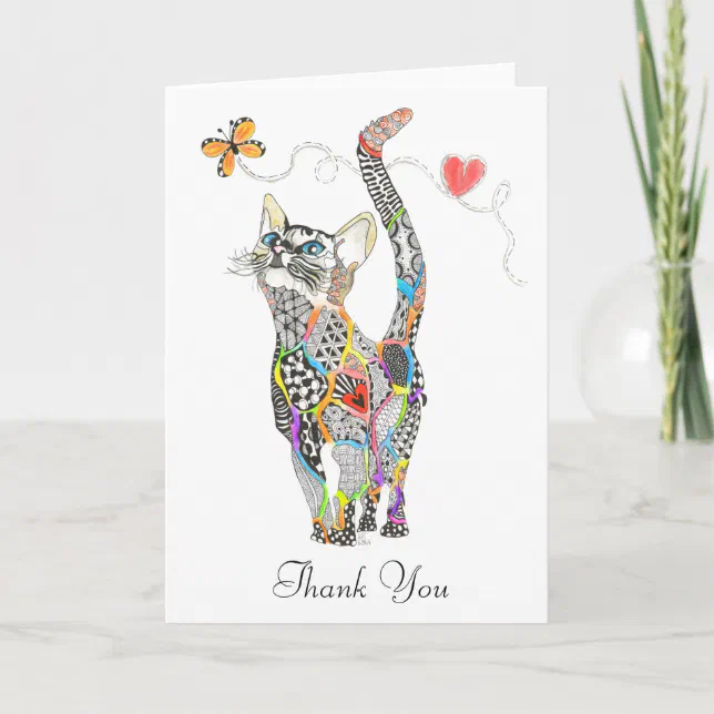 Cute and Colorful Cat Greeting Card | Zazzle