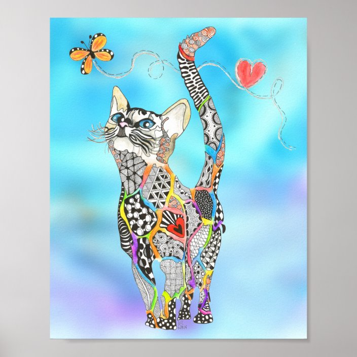 Cute and Colorful Cat Poster - 8"x10" | Zazzle.com