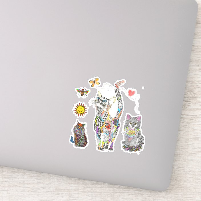 Cute and Colorful Cat Vinyl Stickers | Zazzle.com