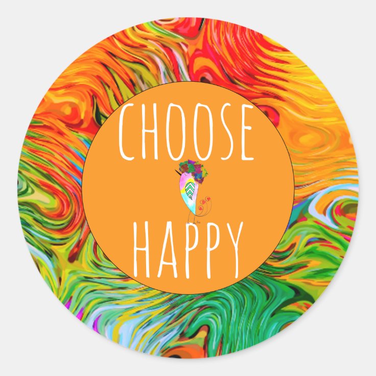 Cute and Colorful Choose Happy Sticker | Zazzle