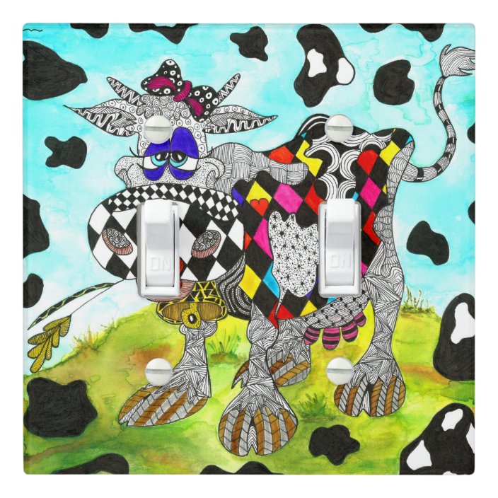 Cute and Colorful Cow Light Switch Cover | Zazzle.com