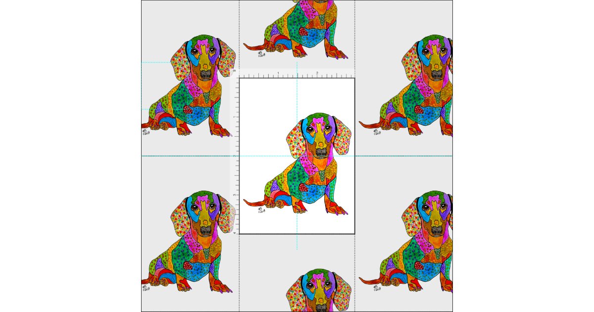 Cute and Colorful Dachshund Fabric | Zazzle