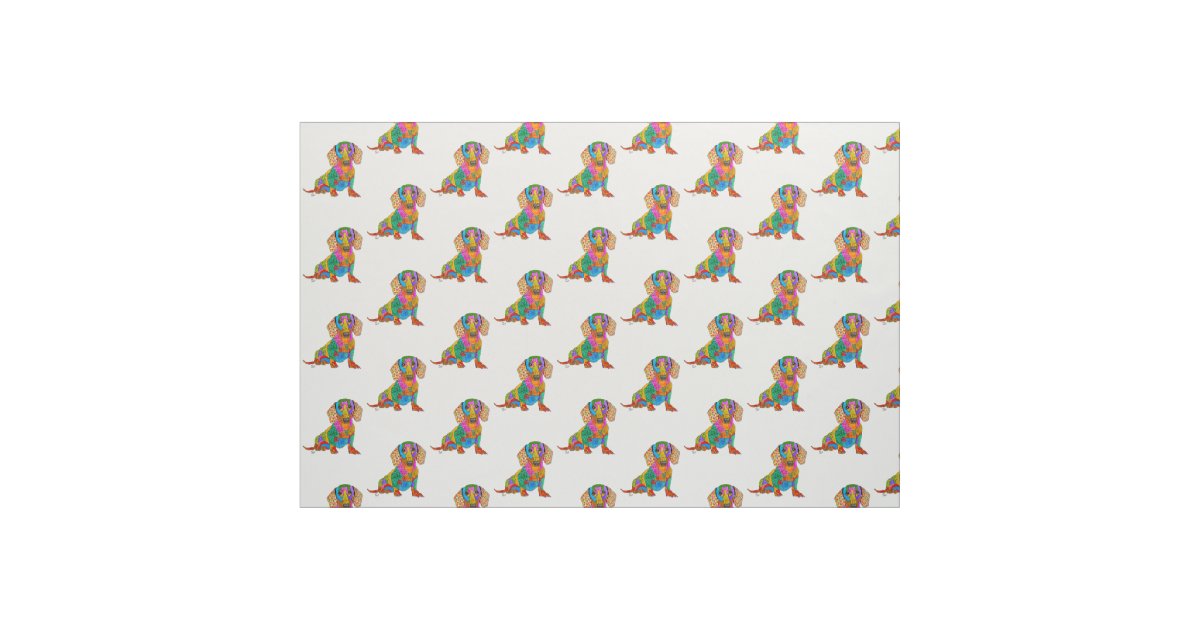 Cute and Colorful Dachshund Fabric | Zazzle