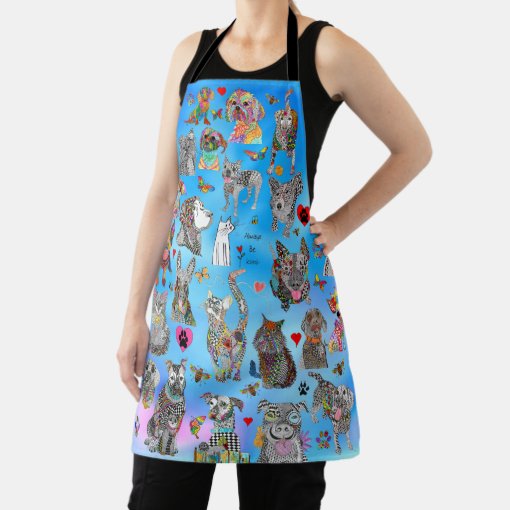 Cute and Colorful Dog and Cat Assortment Apron | Zazzle
