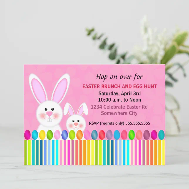 Cute and Colorful Easter Bunny Invitation | Zazzle