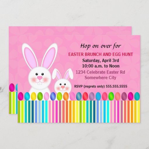 Cute and Colorful Easter Bunny Invitation | Zazzle