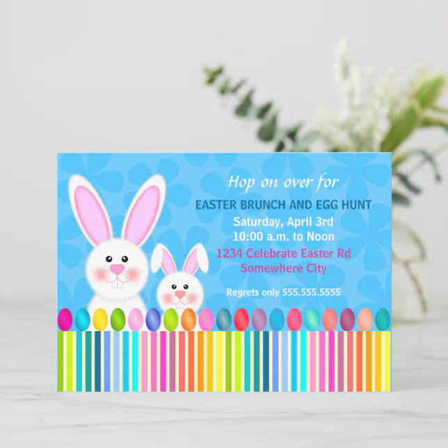 Cute and Colorful Easter Bunny Invitation | Zazzle