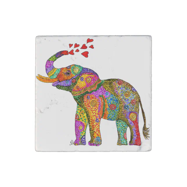 Cute and Colorful Elephant Magnet | Zazzle
