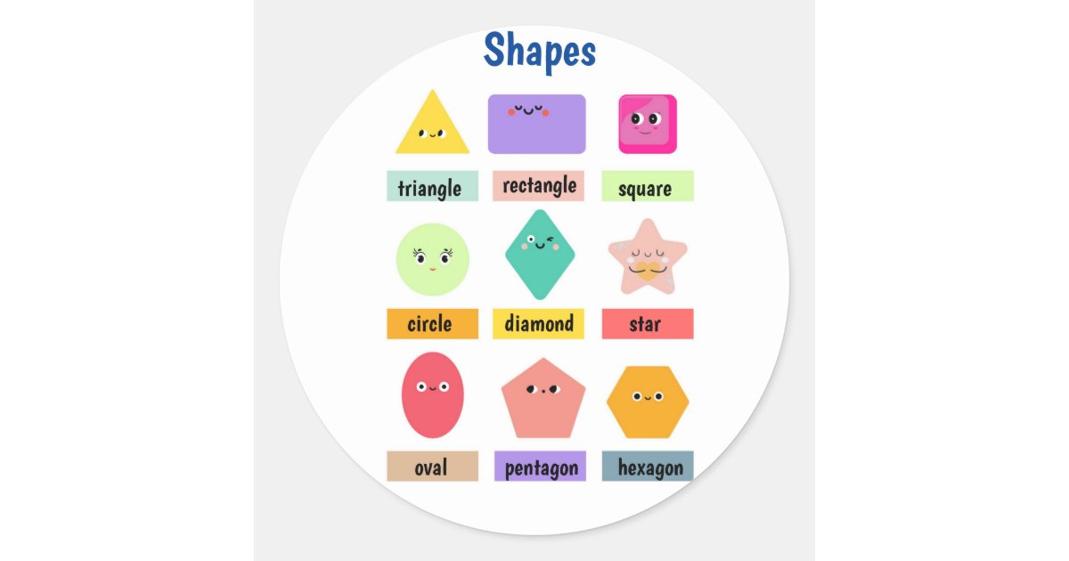 Cute and Colorful Learn Your Shapes Classic Round Sticker | Zazzle