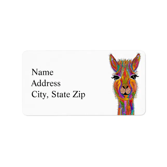 Cute and Colorful Llama Address Label | Zazzle