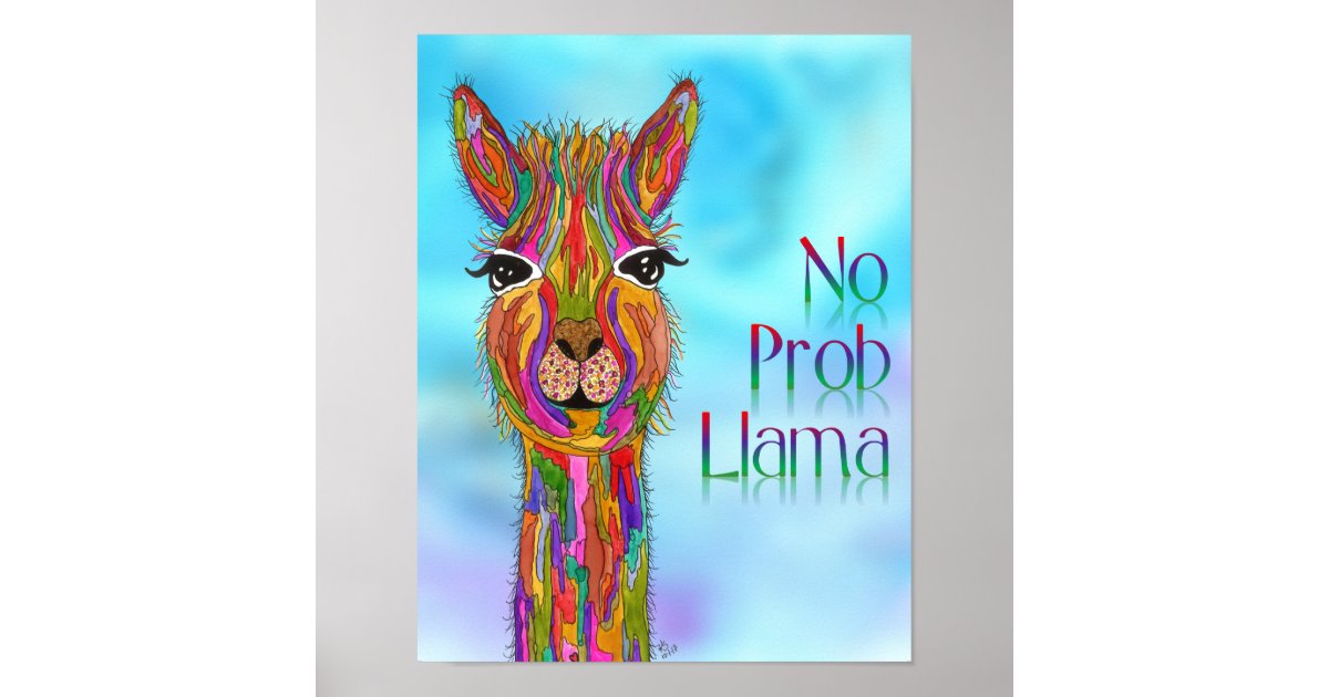 Cute and Colorful Llama Poster - 11"x14" | Zazzle