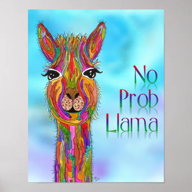 Cute and Colorful Llama Poster - 11"x14" | Zazzle
