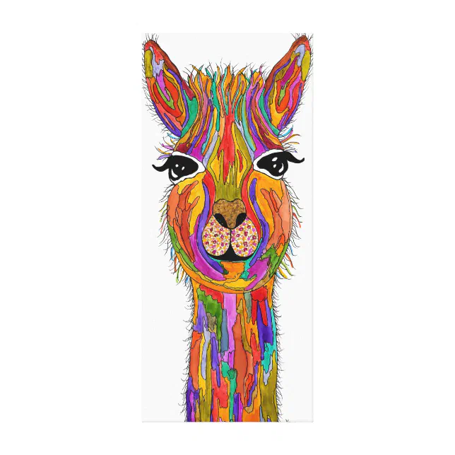 Cute and Colorful Llama Wrapped Canvas | Zazzle