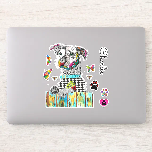 Cute and Colorful Mixed Breed Dog Vinyl Stickers | Zazzle