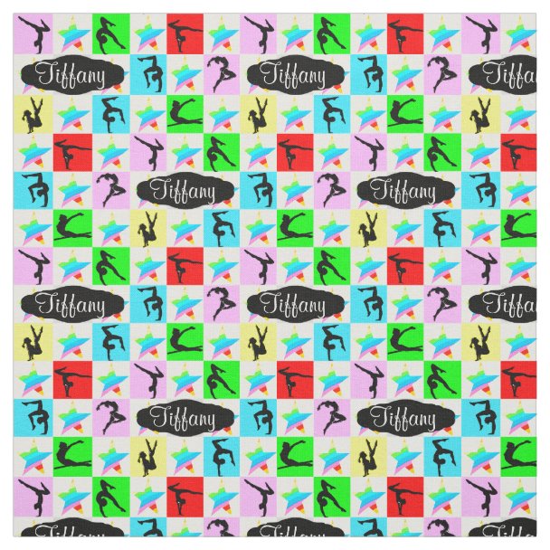 BEAUTIFUL PERSONALIZED GYMNAST GIRL FABRIC | Zazzle