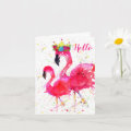 Cute and Colorful Pink Flamingo Greeting Card | Zazzle