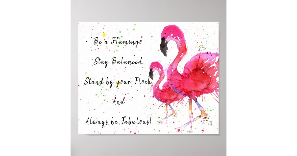 Cute and Colorful Pink Flamingo Poster 10"x8" | Zazzle