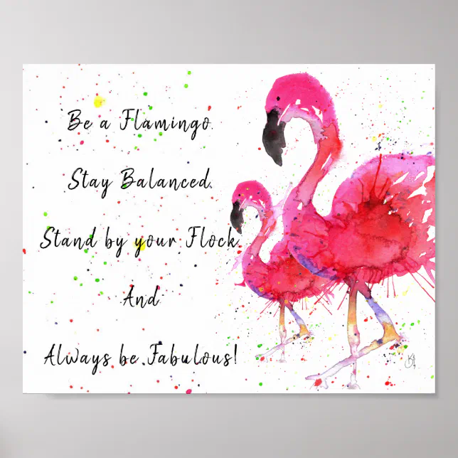 Cute and Colorful Pink Flamingo Poster 10"x8" | Zazzle