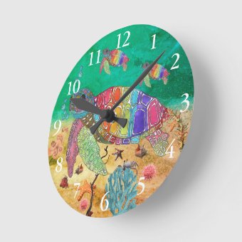 Cute and Colorful Sea Turtle Clock | Zazzle