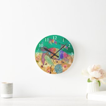Cute and Colorful Sea Turtle Clock | Zazzle