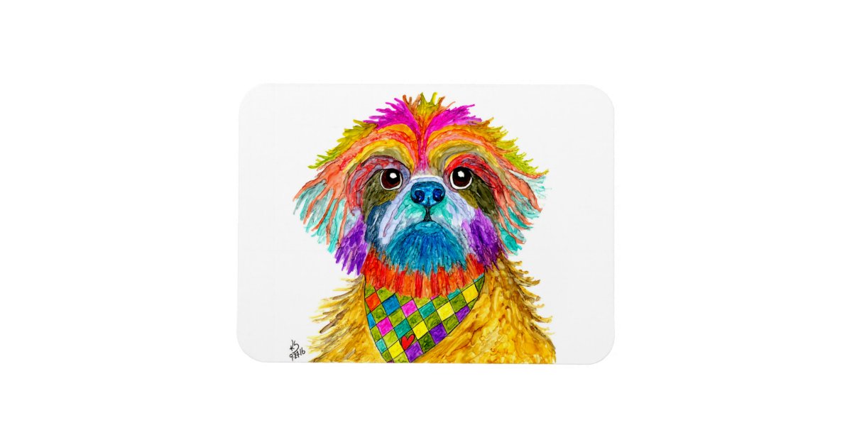 Cute and Colorful Shih Tzu Magnet 3"x4" | Zazzle