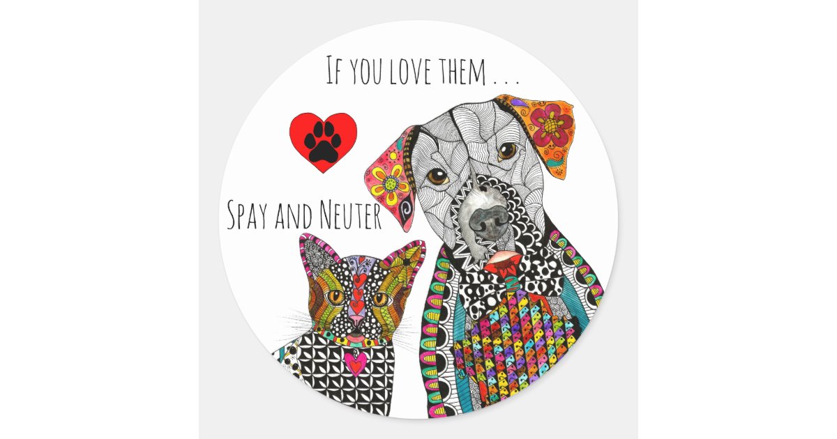 Cute and Colorful Spay and Neuter Sticker | Zazzle
