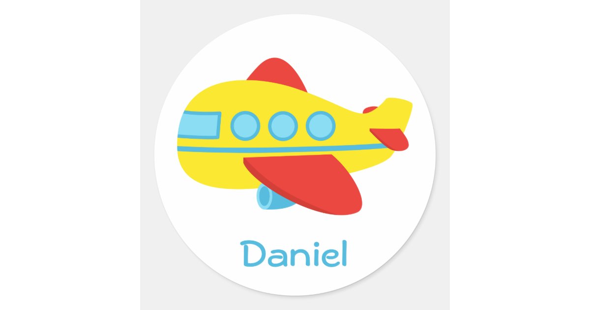 Cute and Colourful Passenger Aeroplane Classic Round Sticker | Zazzle