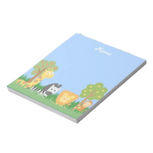 Cute and Colourful Safari Animals Theme Notepad | Zazzle